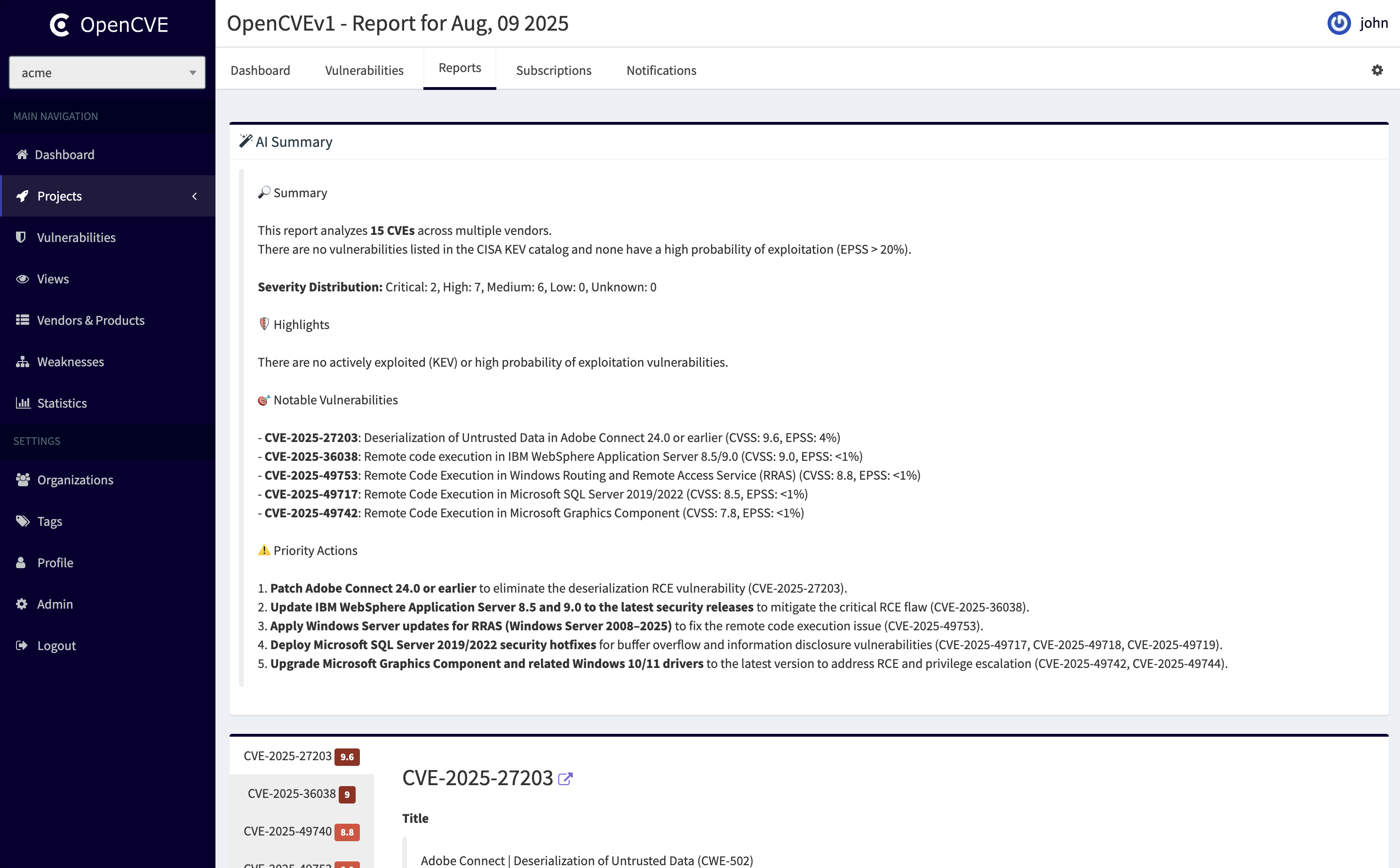 Daily Report Summaries With Ai | OpenCVE Documentation